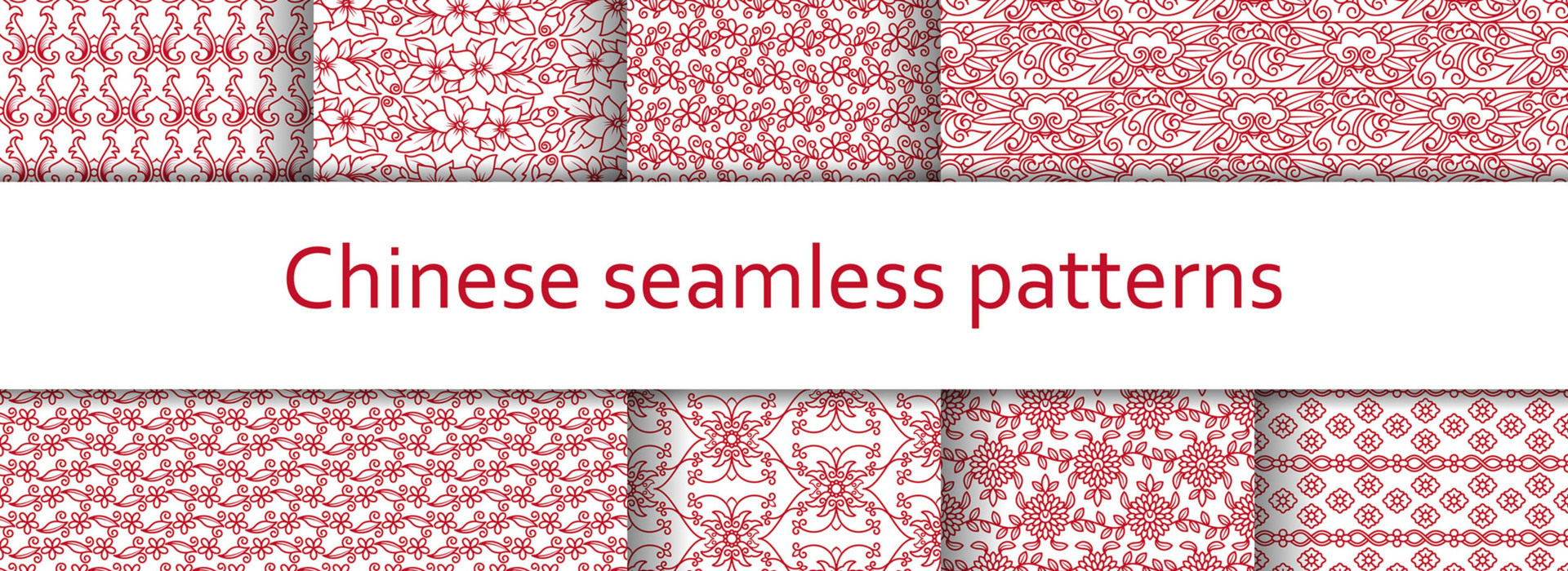 8 Chinese seamless patterns, Vector - FlippedNormals
